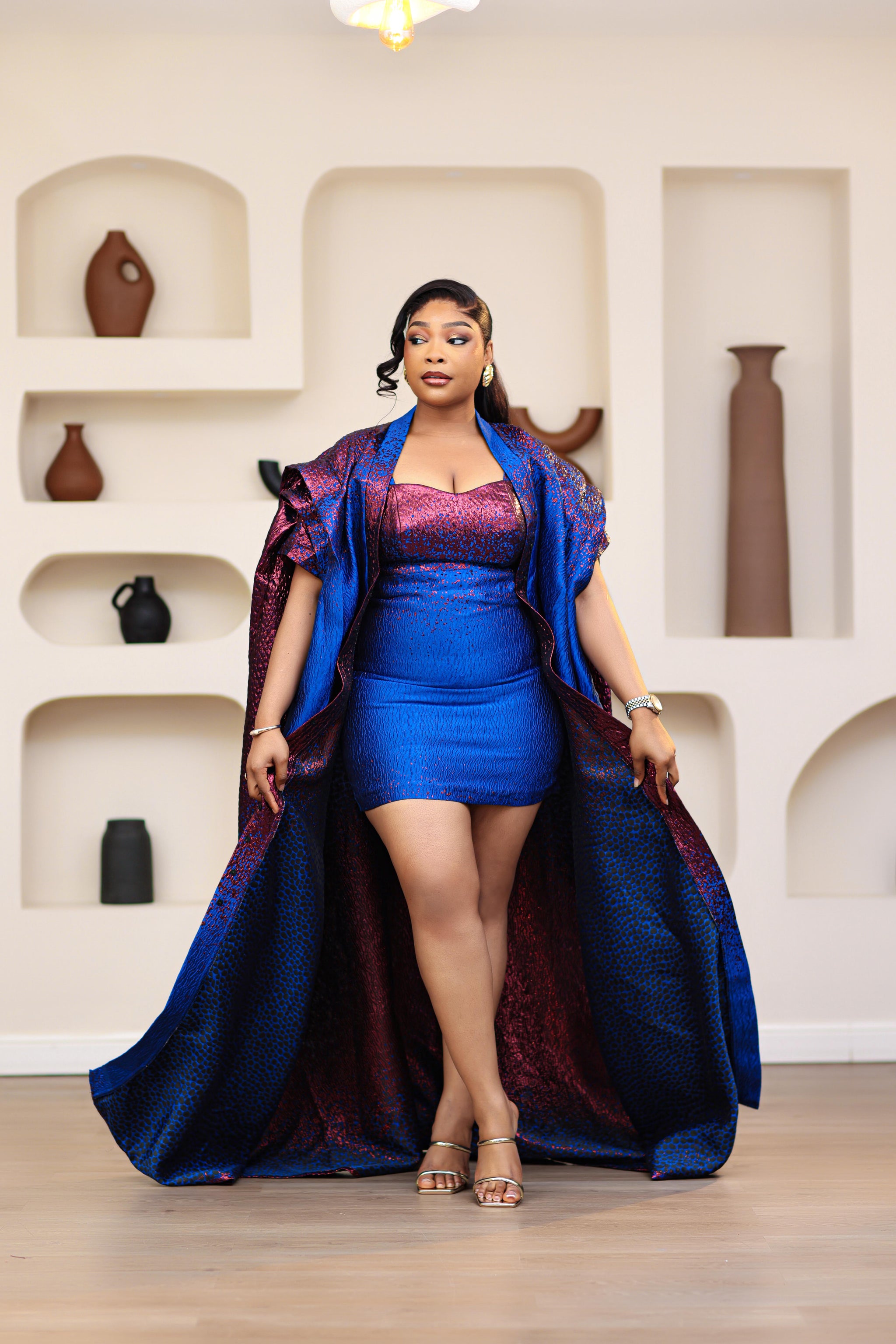 Ayaba Brocade Boubou and Mini dress set by NIKI KAY