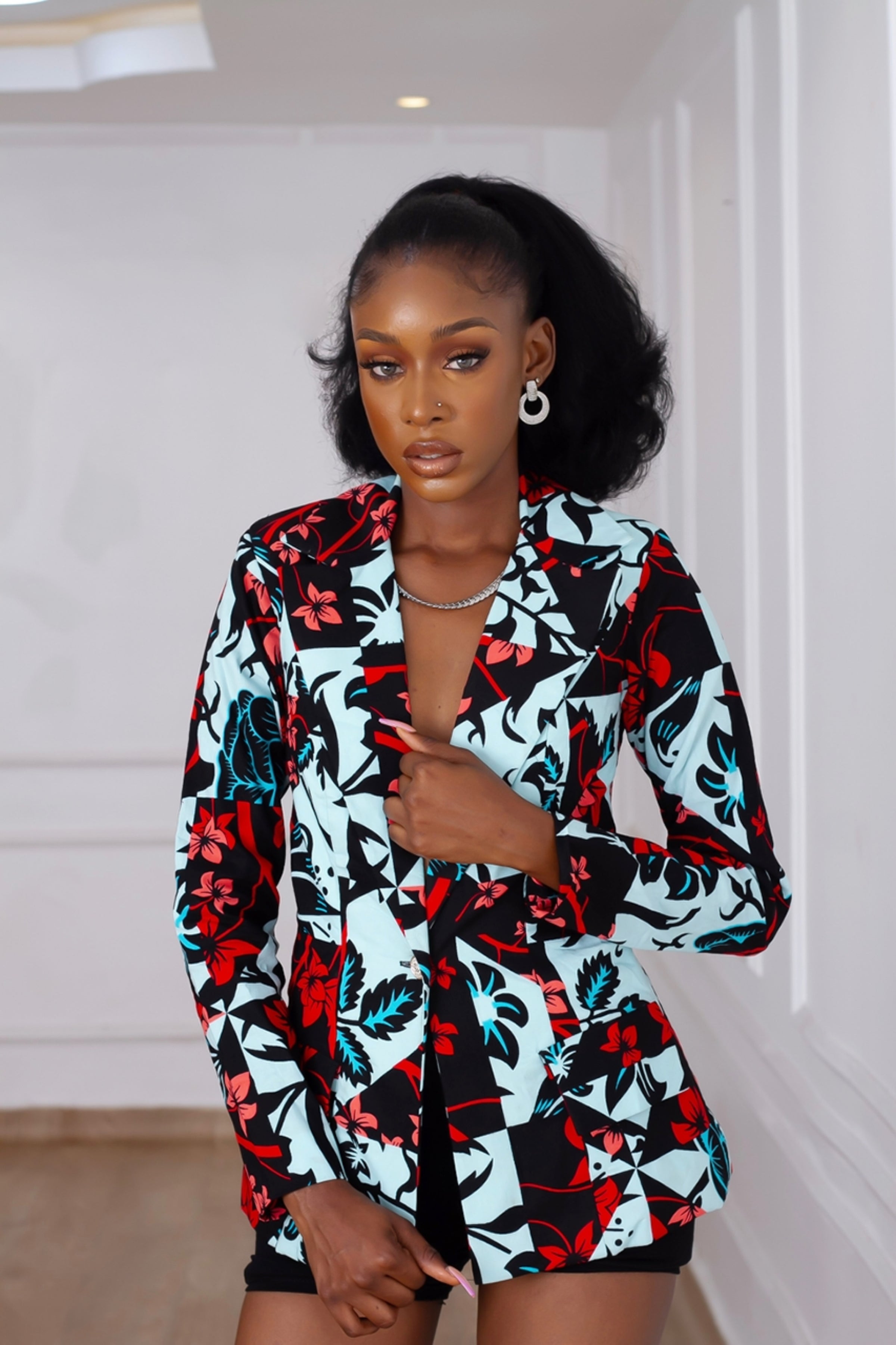 Lerato African Print Blazer (Blue) - NIKI KAY